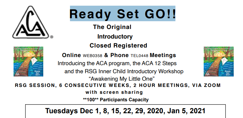 Two New Ready, Set, GO!! sessions coming up | Adult Children of Alcoholics
